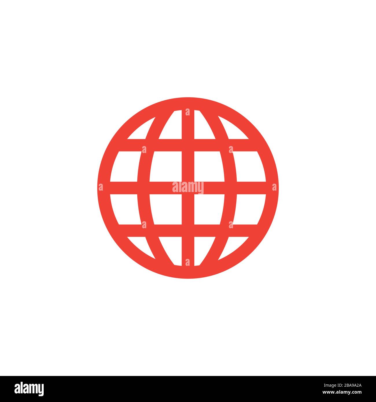 Globe Red Icon On White Background. Red Flat Style Vector Illustration ...