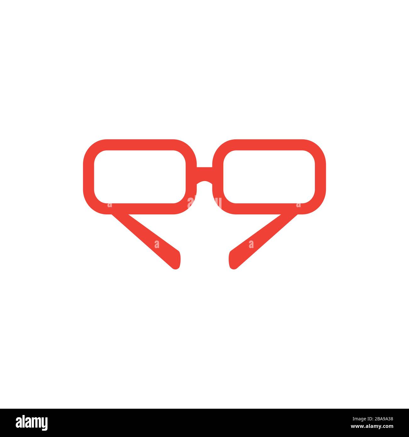 Glasses Red Icon On White Background. Red Flat Style Vector ...