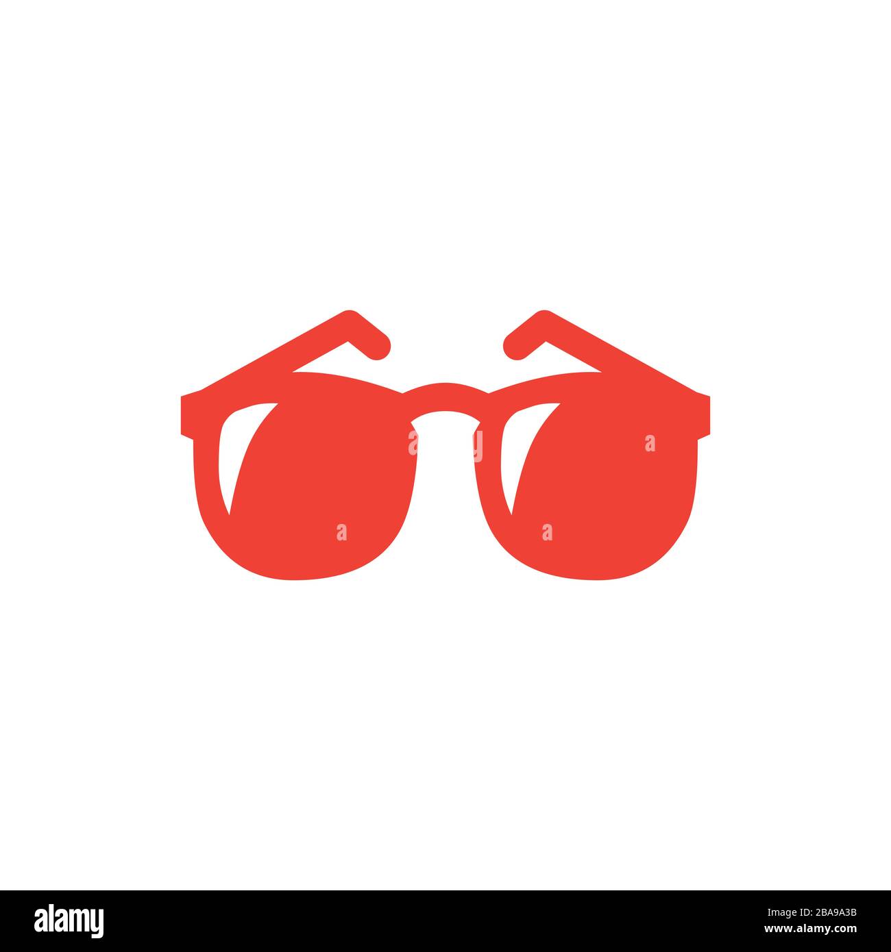 Glasses Red Icon On White Background. Red Flat Style Vector ...