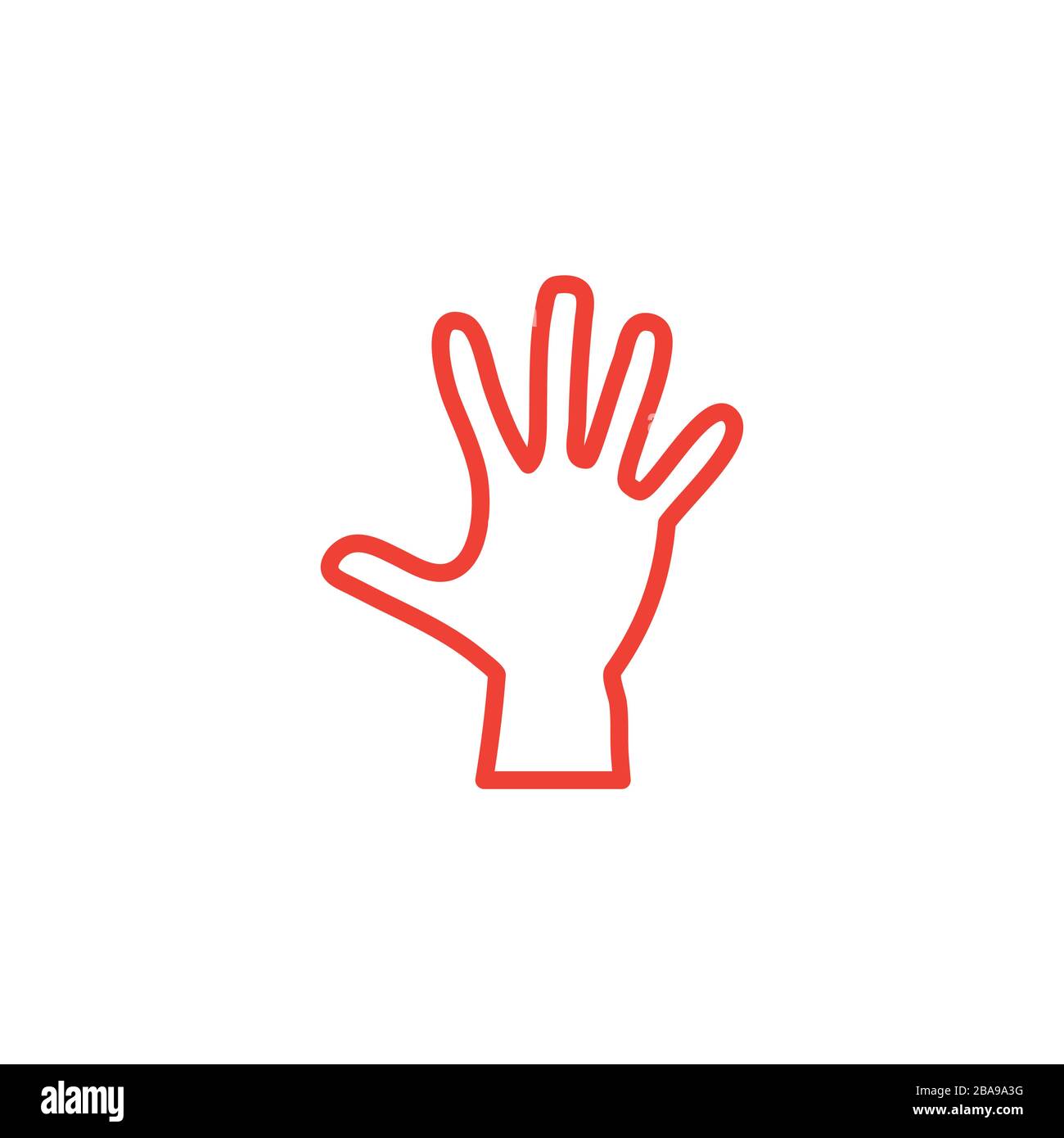 Hand Line Red Icon On White Background. Red Flat Style Vector ...