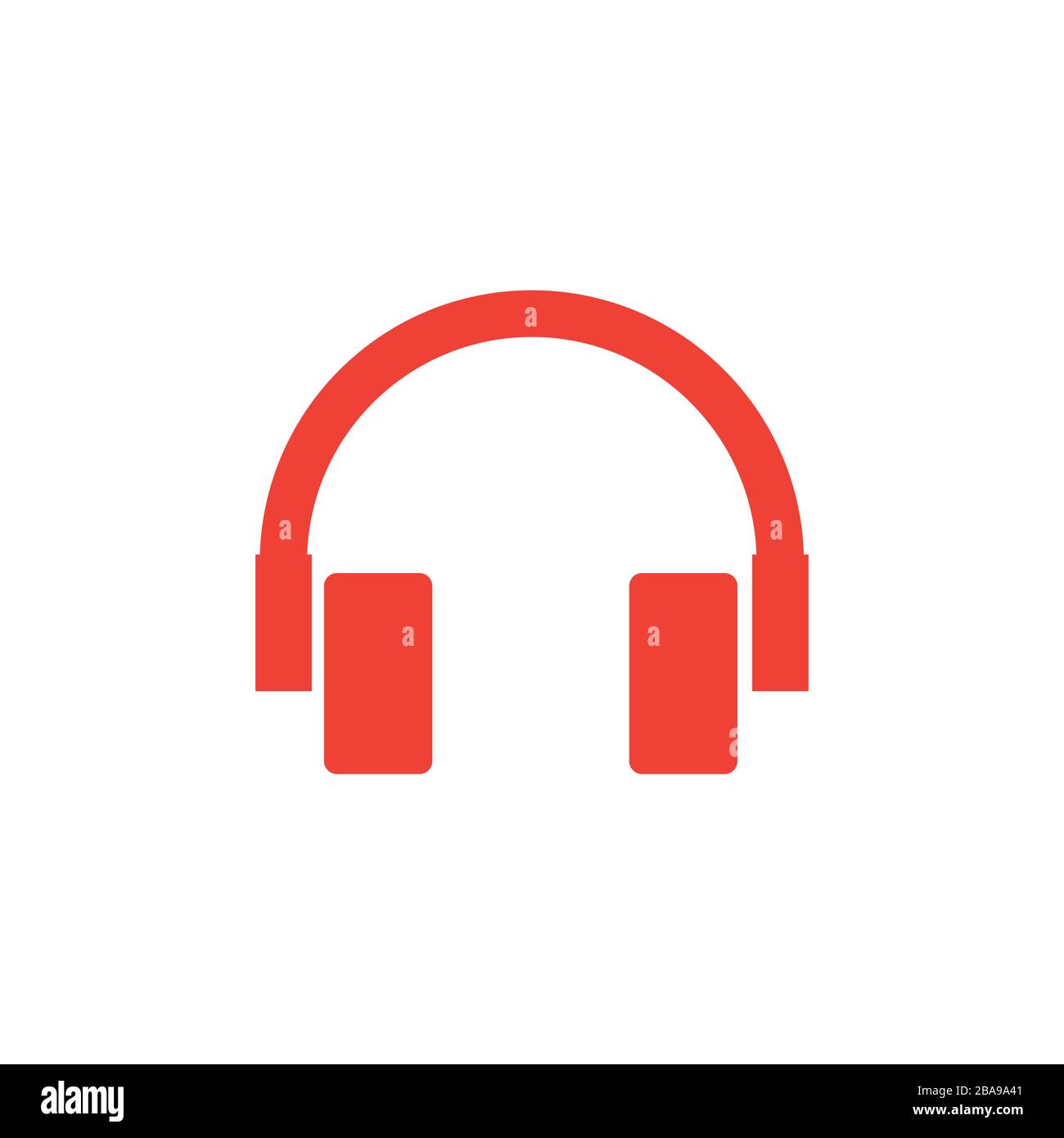 Headphone Red Icon On White Background. Red Flat Style Vector ...