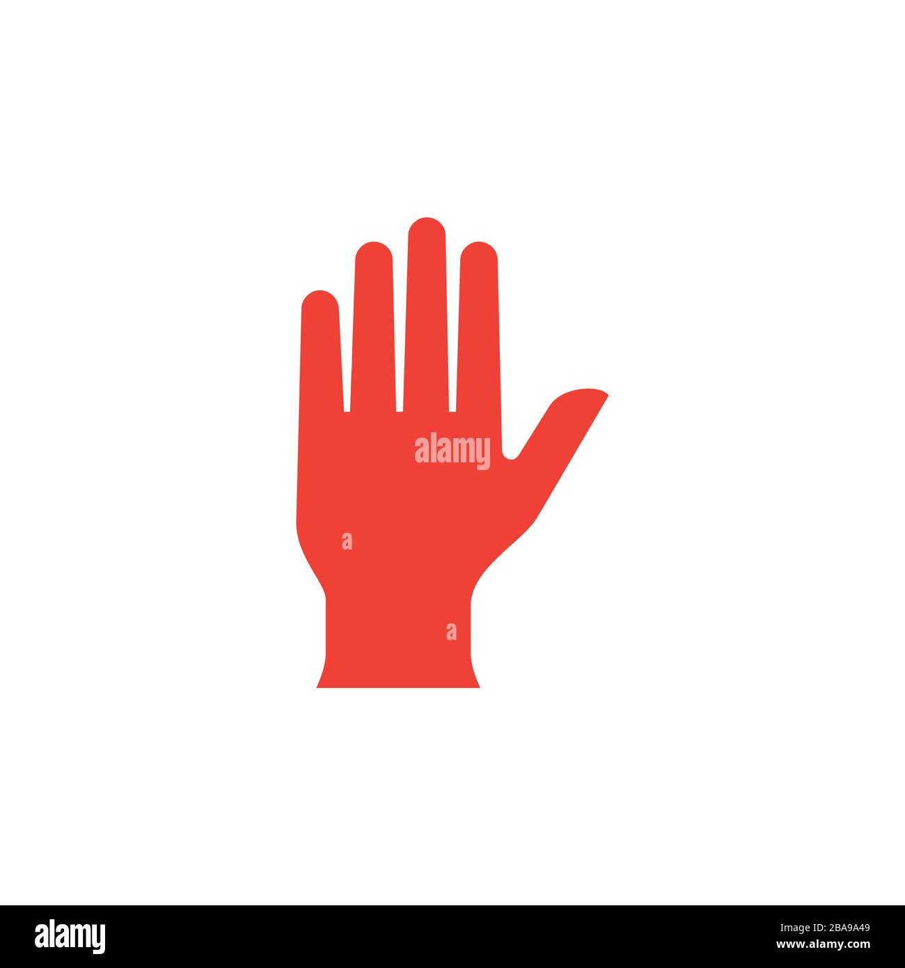 Hand Red Icon On White Background. Red Flat Style Vector Illustration ...