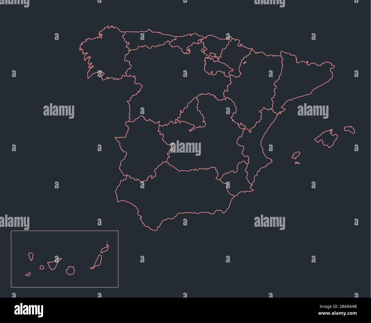 Infographics Spain map outline, flat design, color blue blank Stock ...