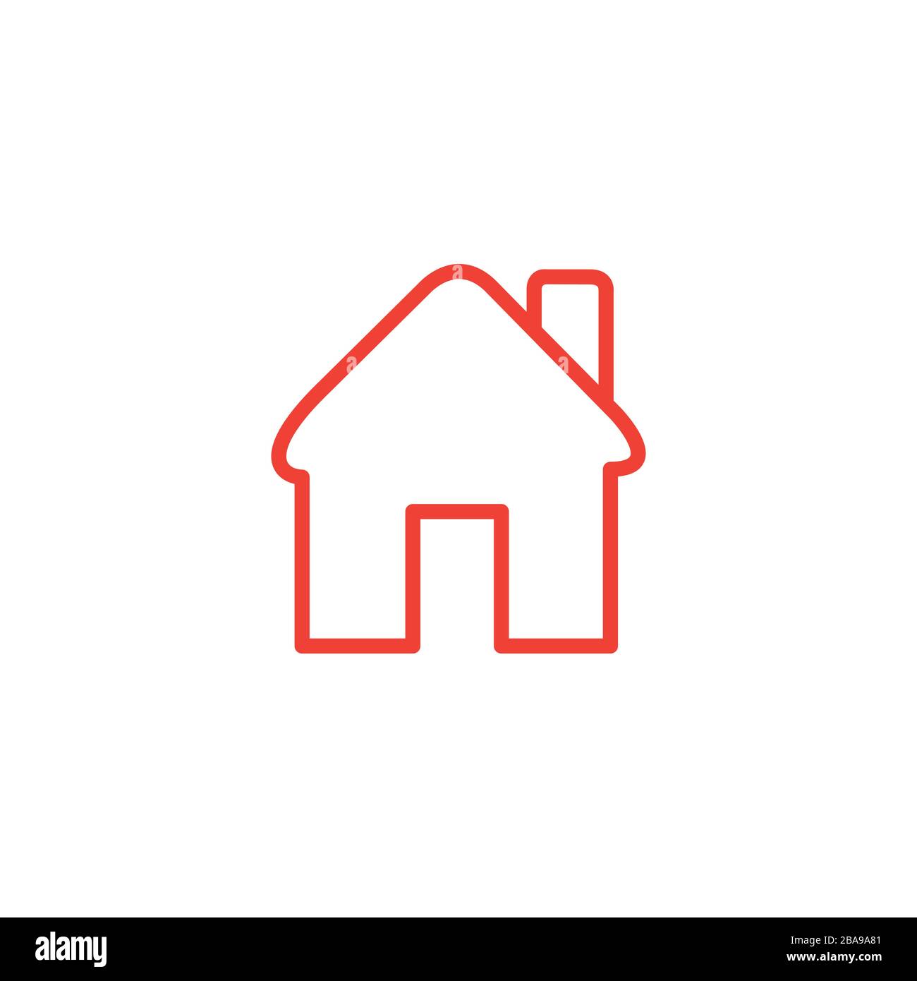 Home Line Red Icon On White Background. Red Flat Style Vector ...