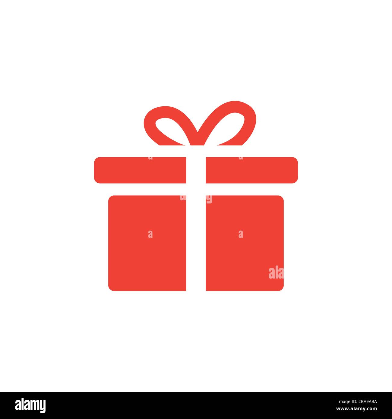 Gift Box Red Icon On White Background. Red Flat Style Vector ...