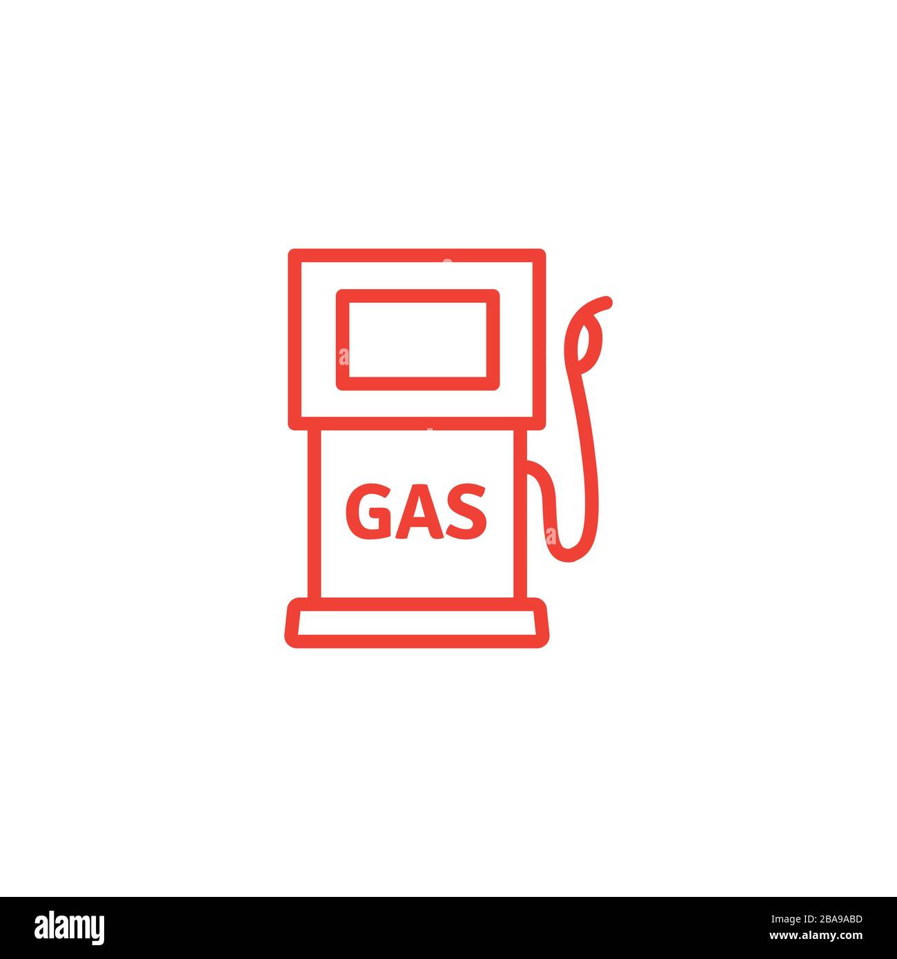 Gas Station Line Red Icon On White Background. Red Flat Style Vector ...