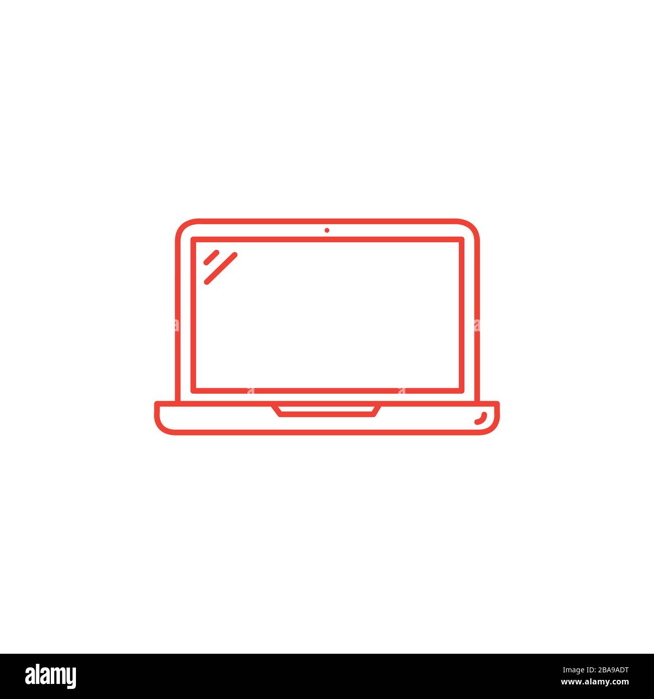 Laptop Line Red Icon On White Background. Red Flat Style Vector ...