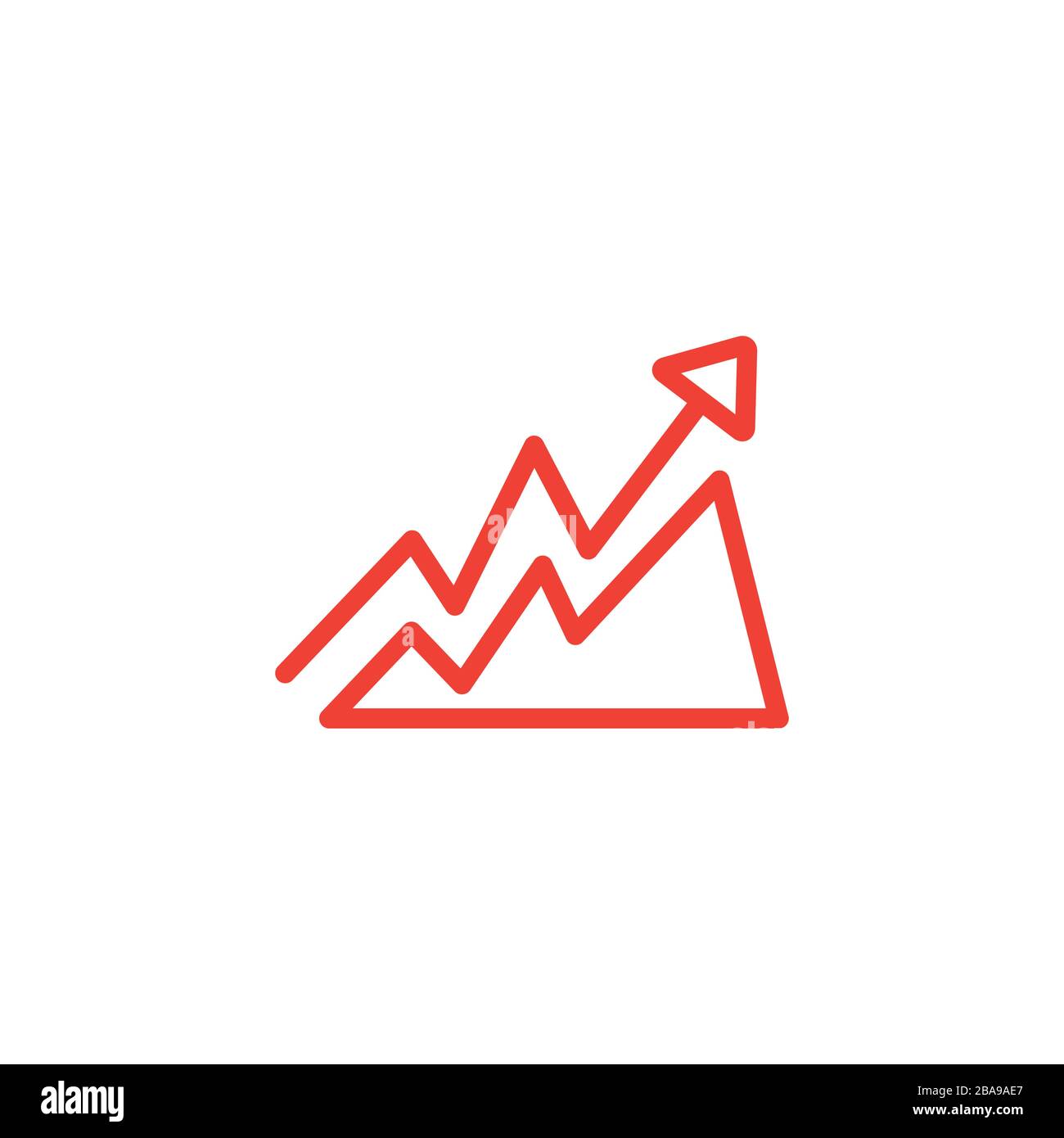 Growing Graph Line Red Icon On White Background. Red Flat Style Vector ...