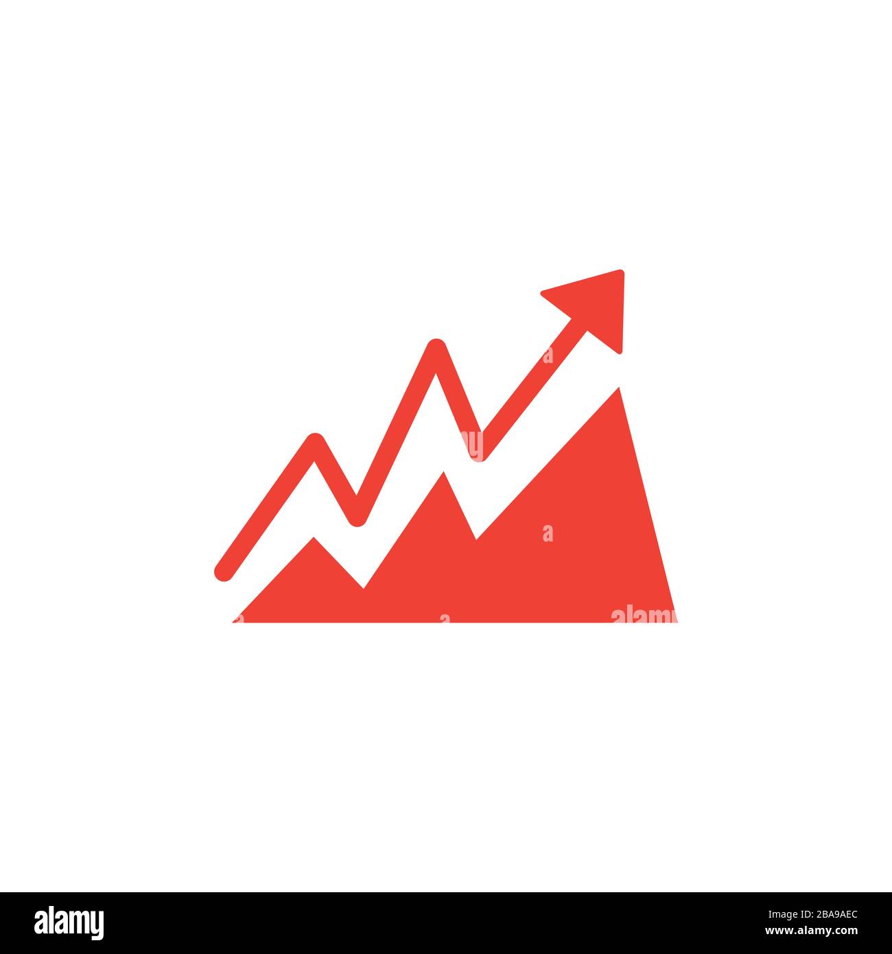 Growing Graph Red Icon On White Background. Red Flat Style Vector ...