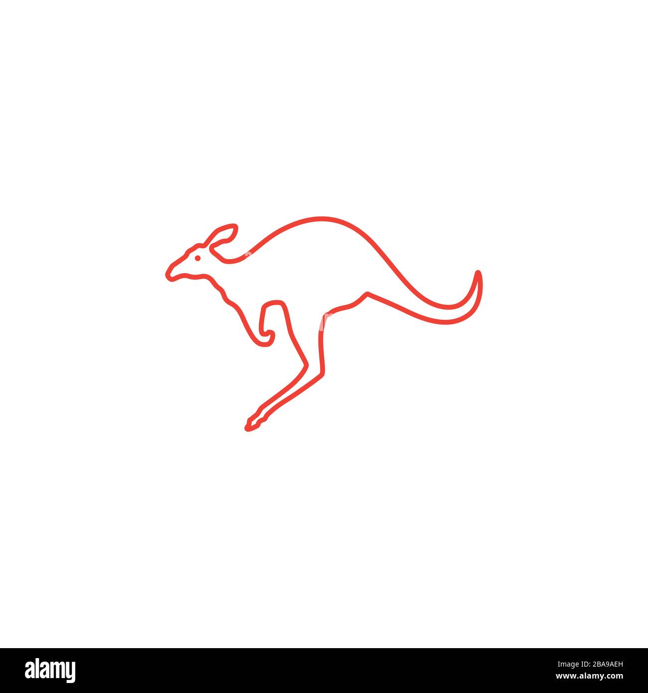 Kangaroo Line Red Icon On White Background. Red Flat Style Vector ...