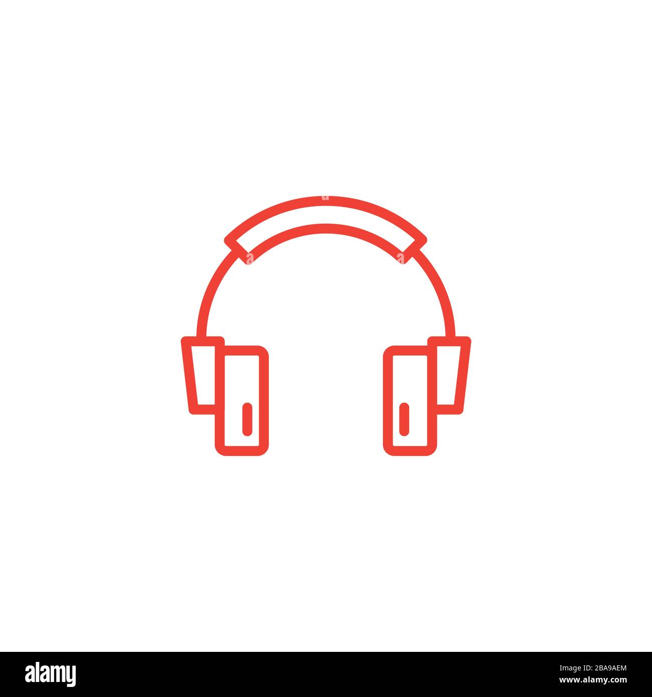 Headphone Line Red Icon On White Background. Red Flat Style Vector ...