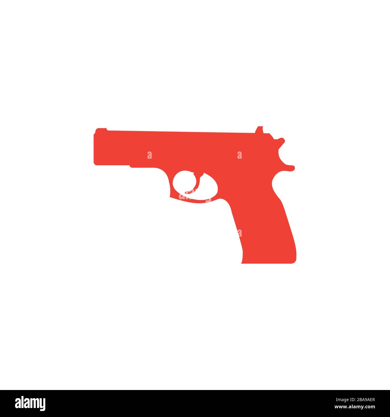 Gun Red Icon On White Background. Red Flat Style Vector Illustration ...