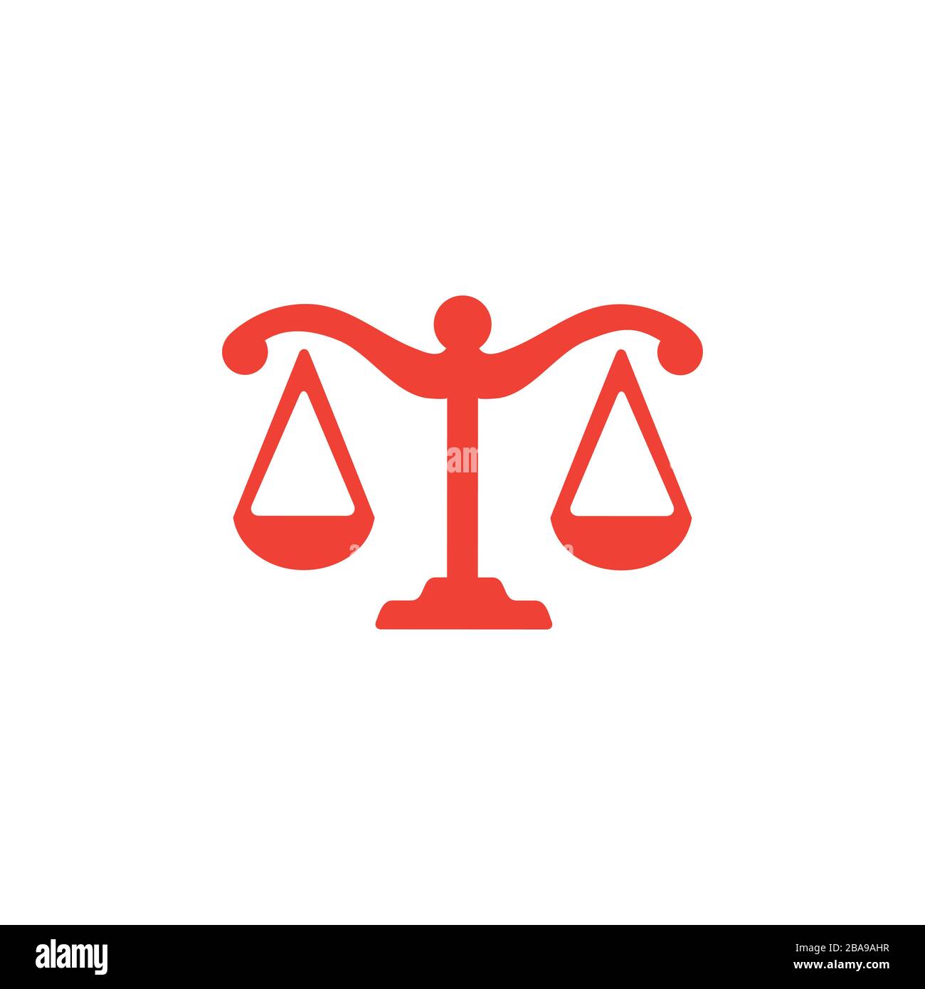 Justice Scales Red Icon On White Background. Red Flat Style Vector ...