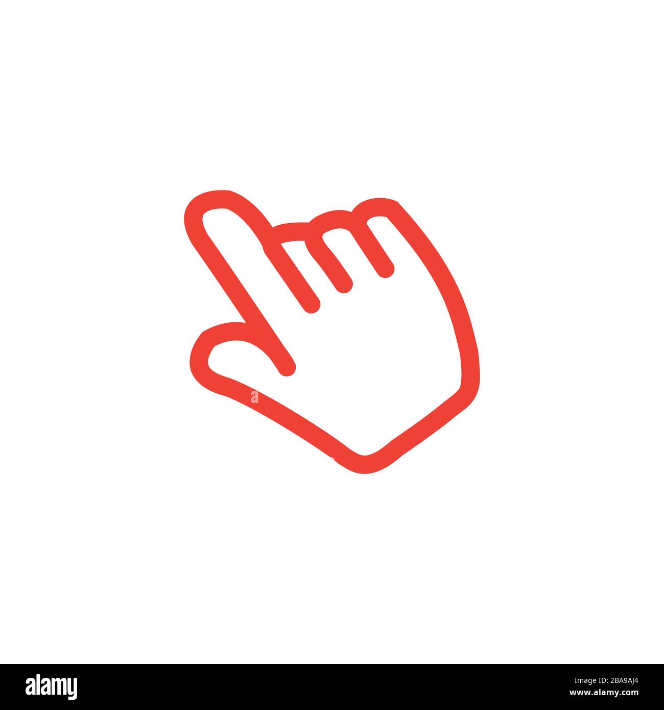 Hand Red Icon On White Background. Red Flat Style Vector Illustration ...
