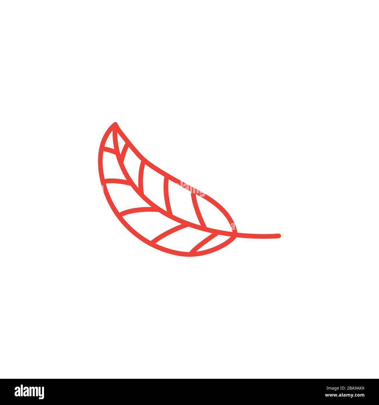 Leaf Line Red Icon On White Background. Red Flat Style Vector ...