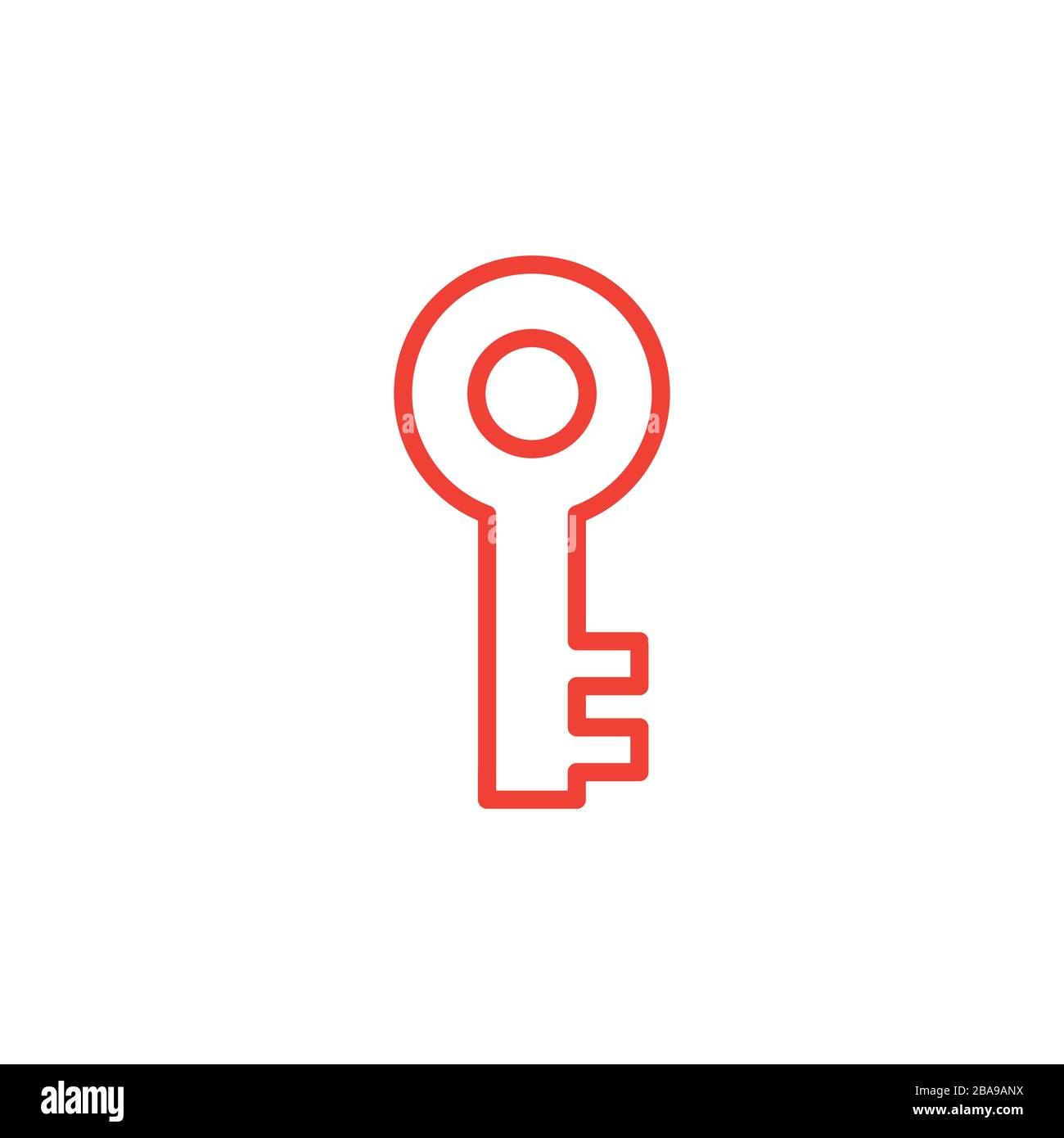 Key Line Red Icon On White Background. Red Flat Style Vector ...