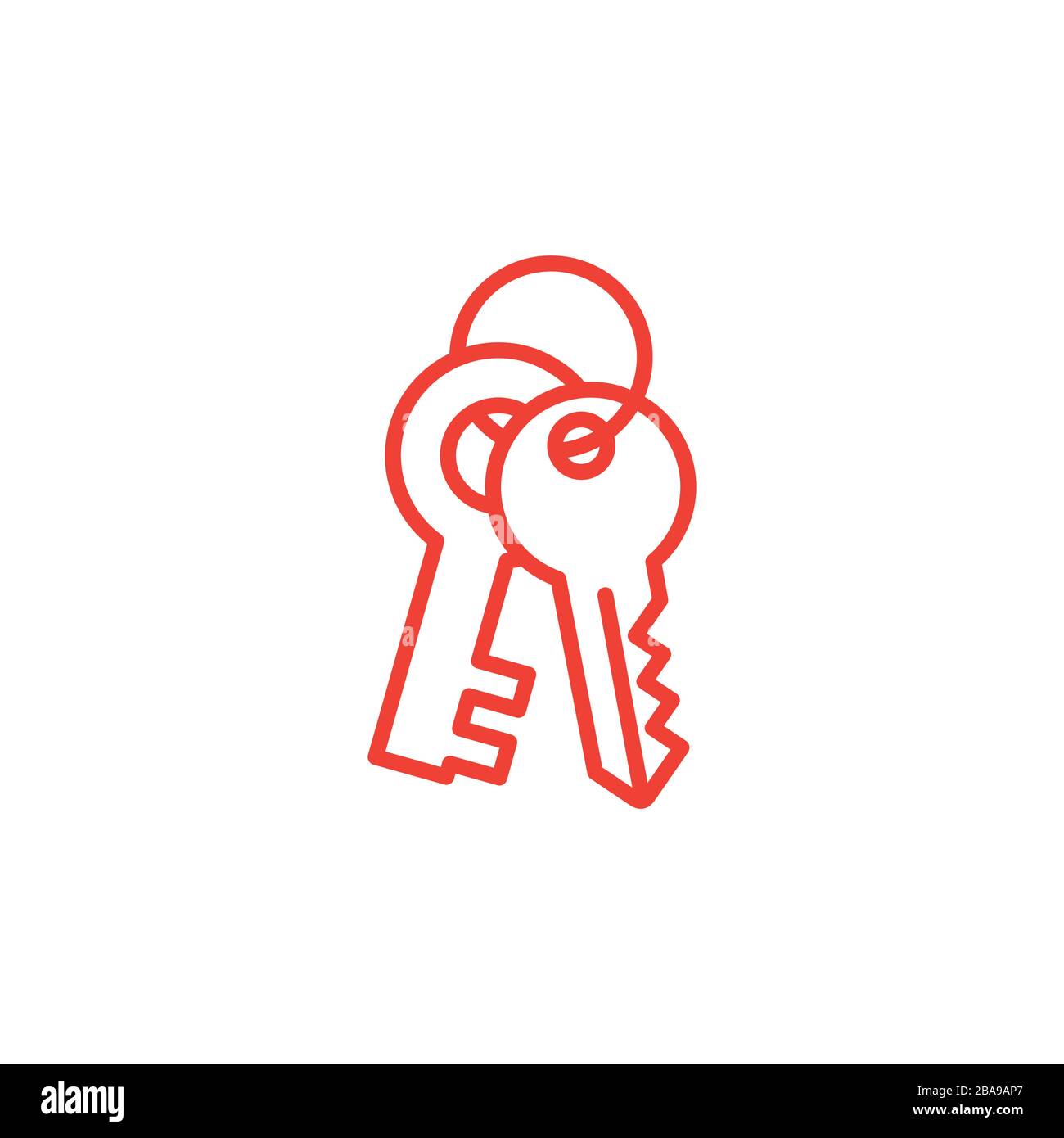 Key Line Red Icon On White Background. Red Flat Style Vector ...