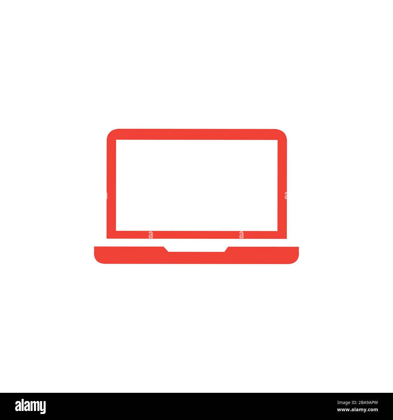 Laptop Red Icon On White Background. Red Flat Style Vector Illustration ...