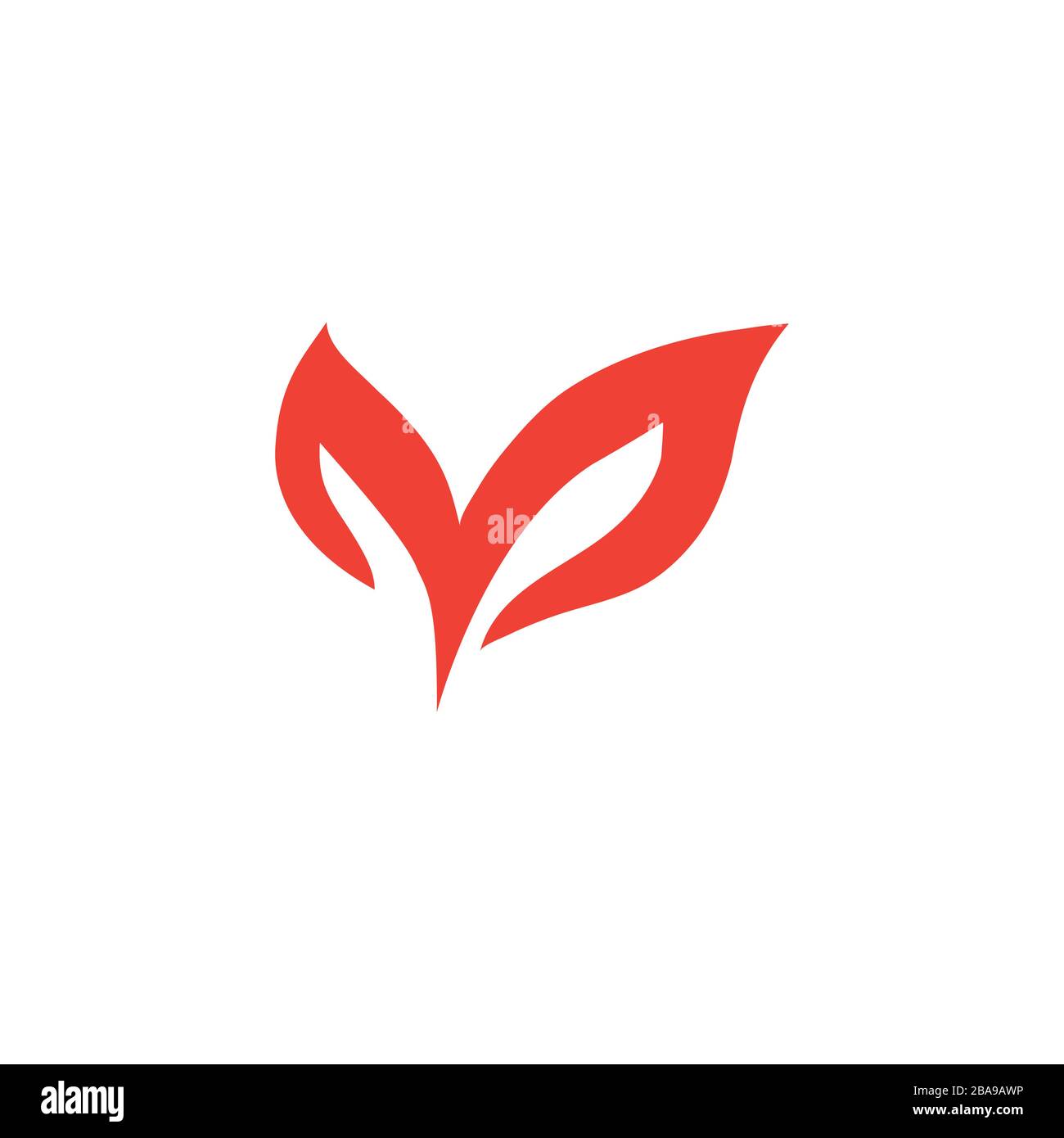 Leaf Red Icon On White Background. Red Flat Style Vector Illustration ...