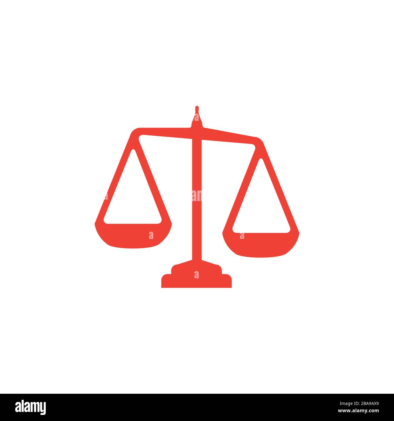 Justice Scales Red Icon On White Background. Red Flat Style Vector ...