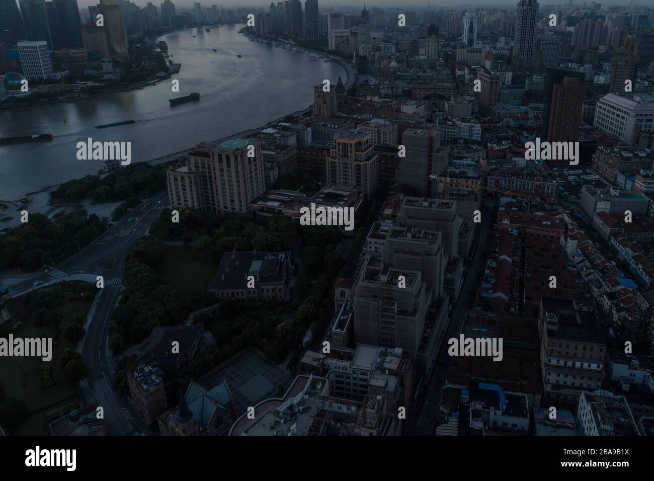 aerial view of Lujiazui, Shanghai city, at dawn Stock Photo - Alamy