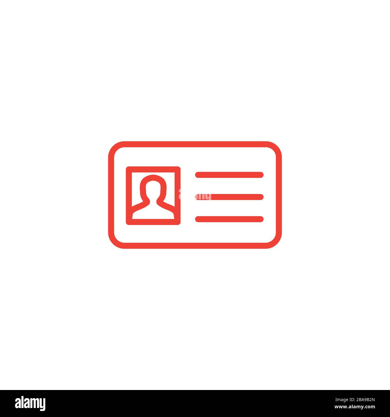 ID Card Line Red Icon On White Background. Red Flat Style Vector ...