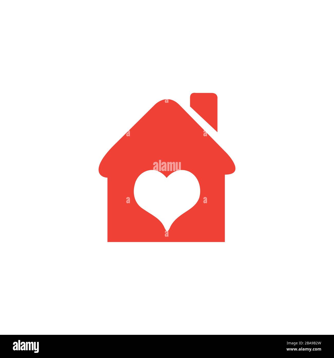 Lovely Home Red Icon On White Background. Red Flat Style Vector ...