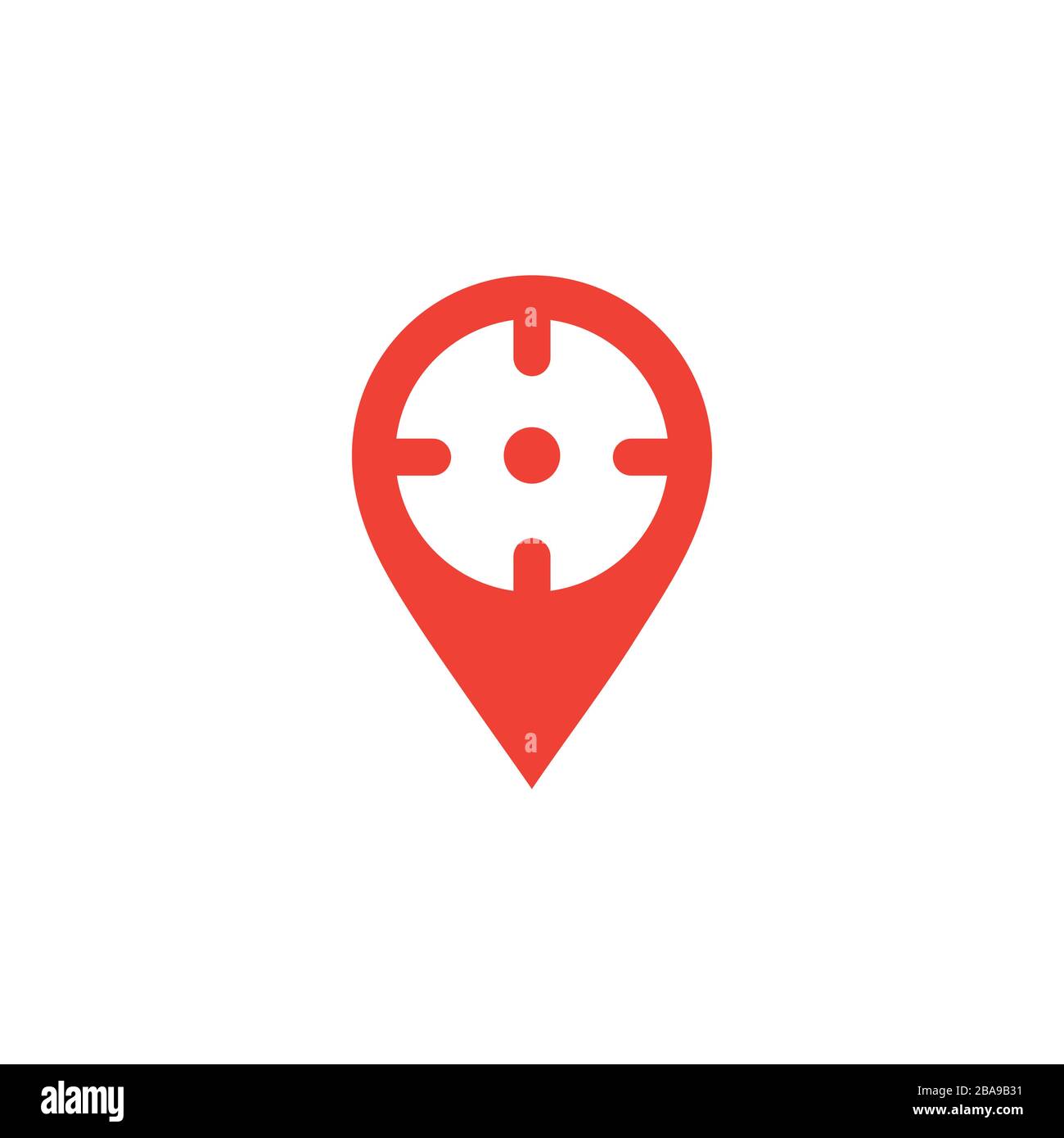 Locator Red Icon On White Background. Red Flat Style Vector ...