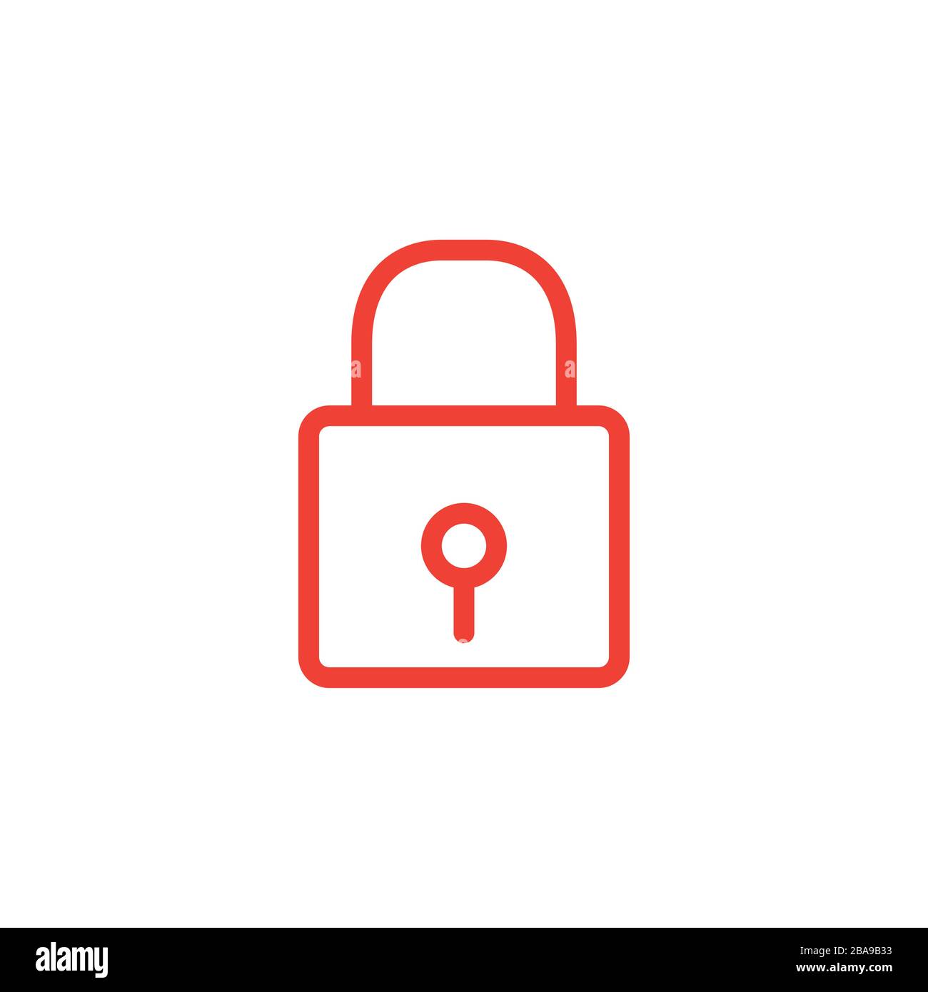 Lock Line Red Icon On White Background. Red Flat Style Vector ...