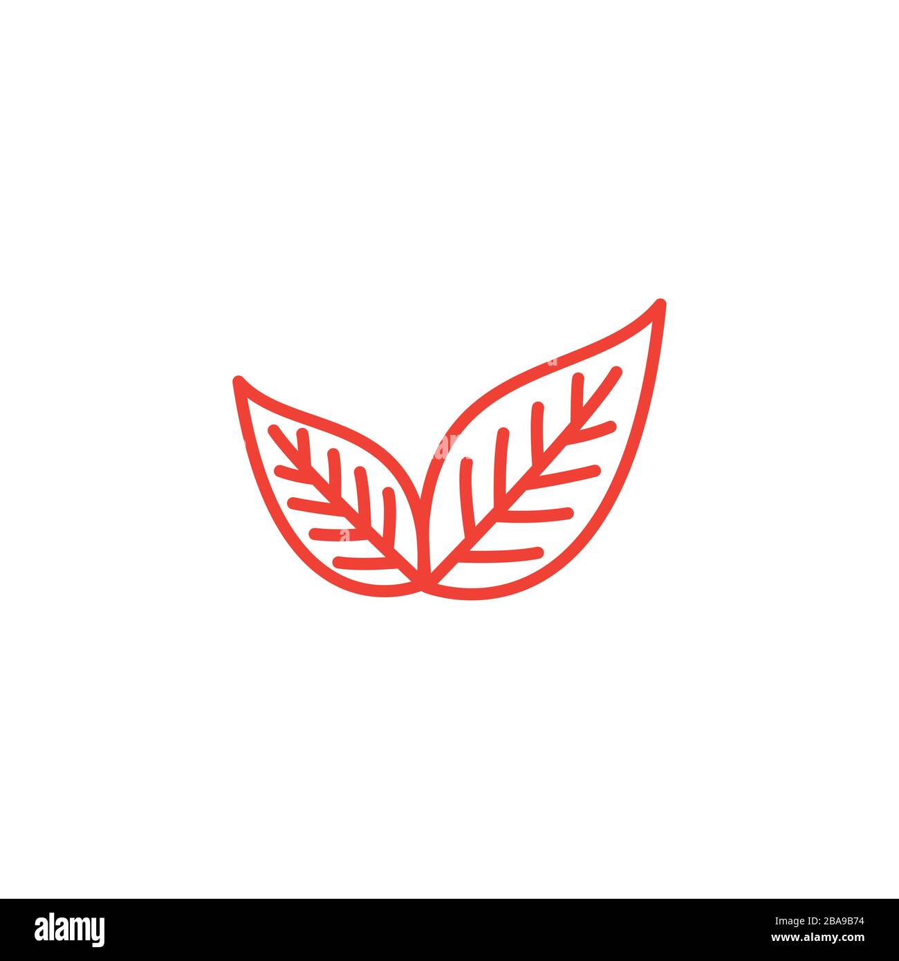 Leaf Line Red Icon On White Background. Red Flat Style Vector ...