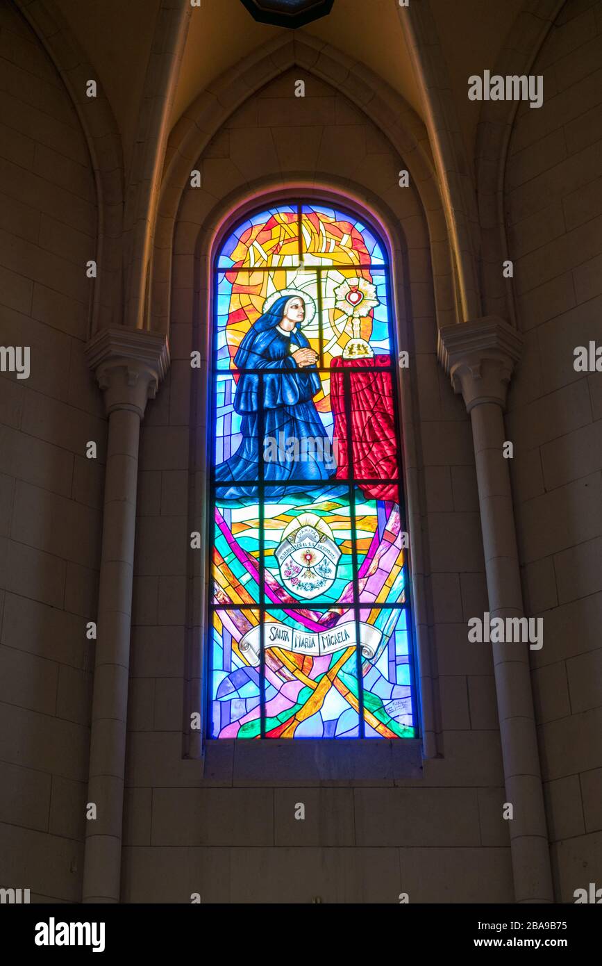 Madrid, Spain - February 14 2020: The stained glass windows of Catedral ...