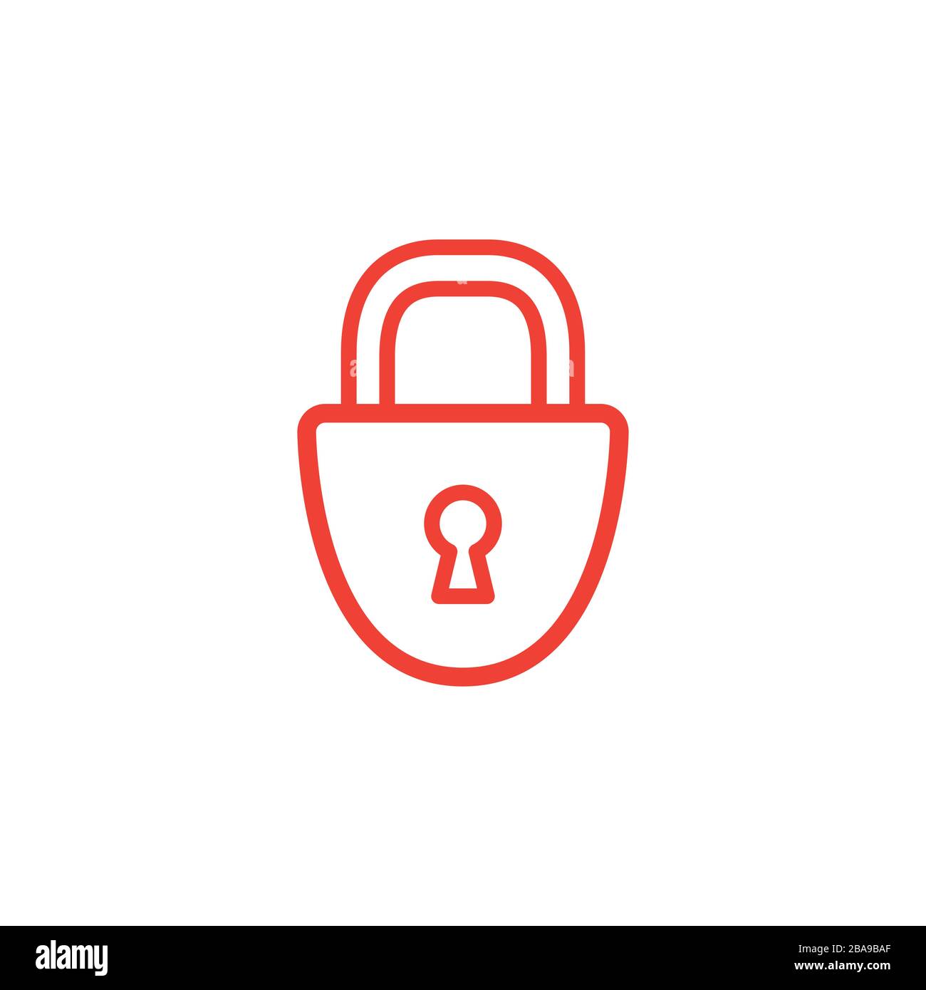 Lock Line Red Icon On White Background. Red Flat Style Vector ...