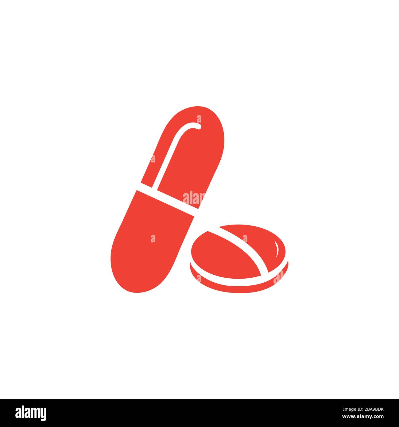 Medicine Red Icon On White Background. Red Flat Style Vector ...