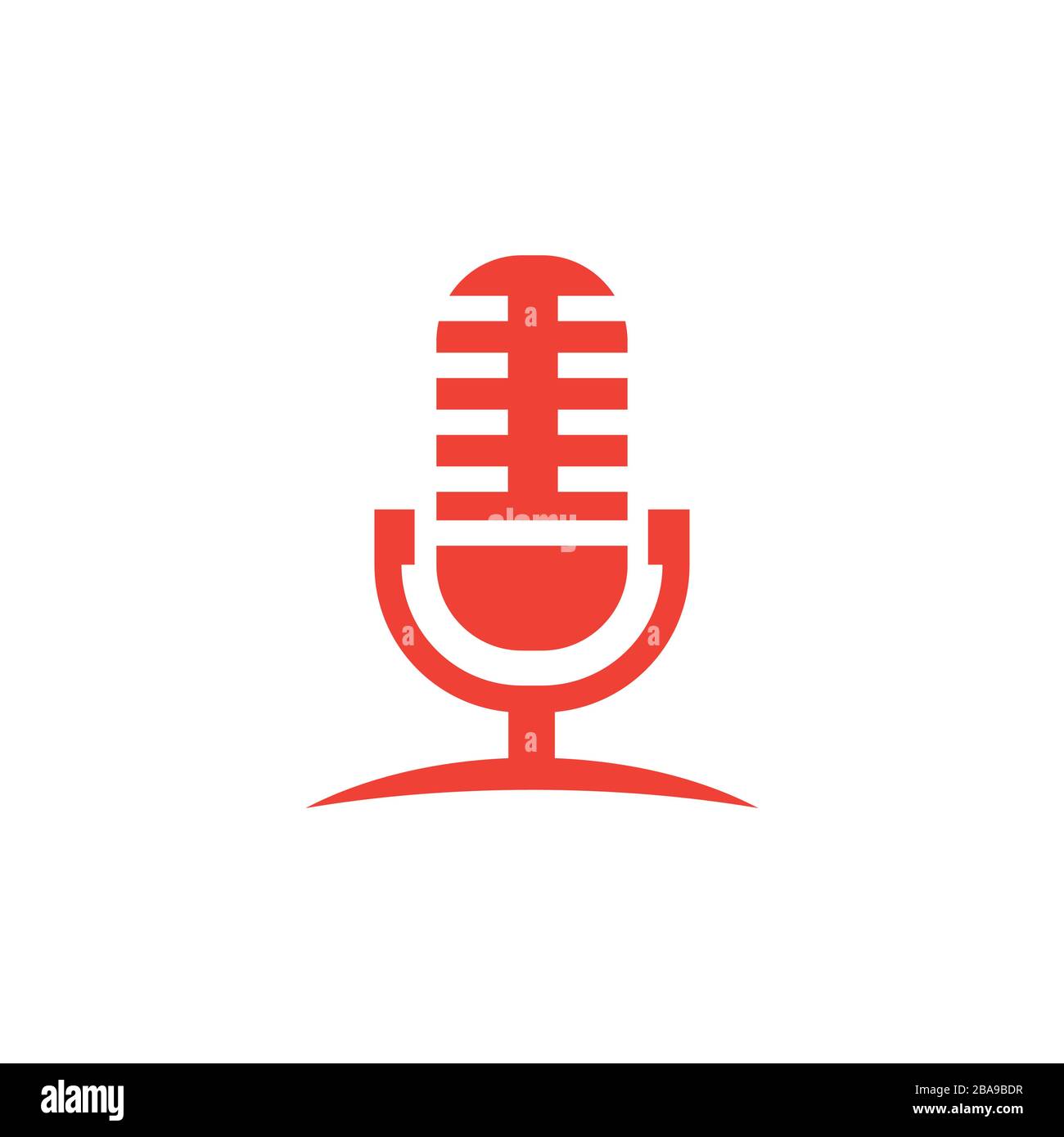 Microphone Red Icon On White Background. Red Flat Style Vector ...