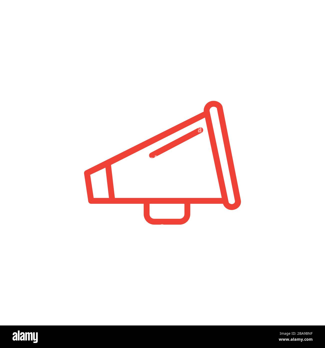 Megaphone Line Red Icon On White Background. Red Flat Style Vector ...