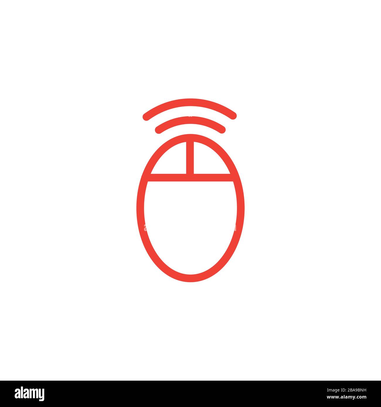 Wifi Mouse Line Red Icon On White Background. Red Flat Style Vector ...