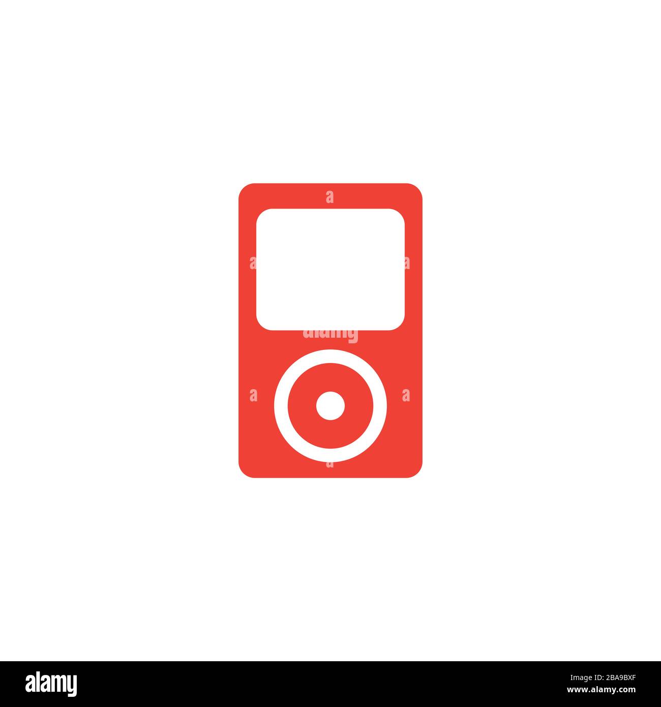 Music Player Red Icon On White Background. Red Flat Style Vector ...