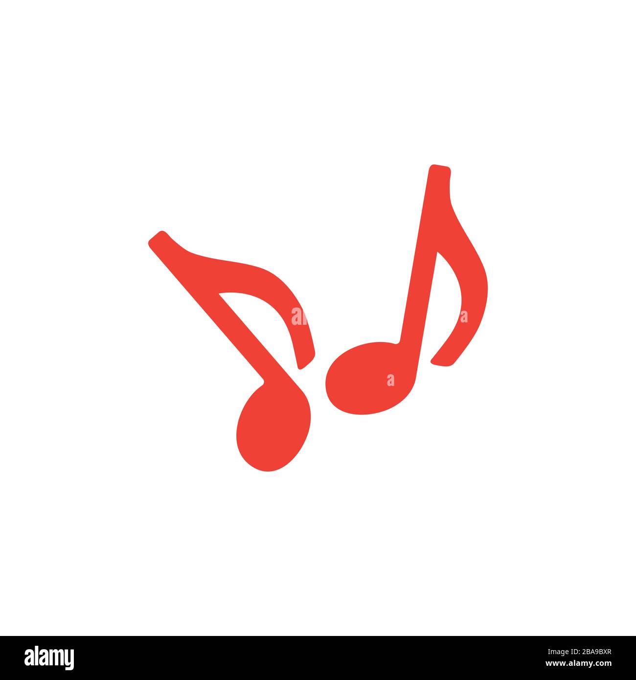 Music Note Red Icon On White Background. Red Flat Style Vector ...