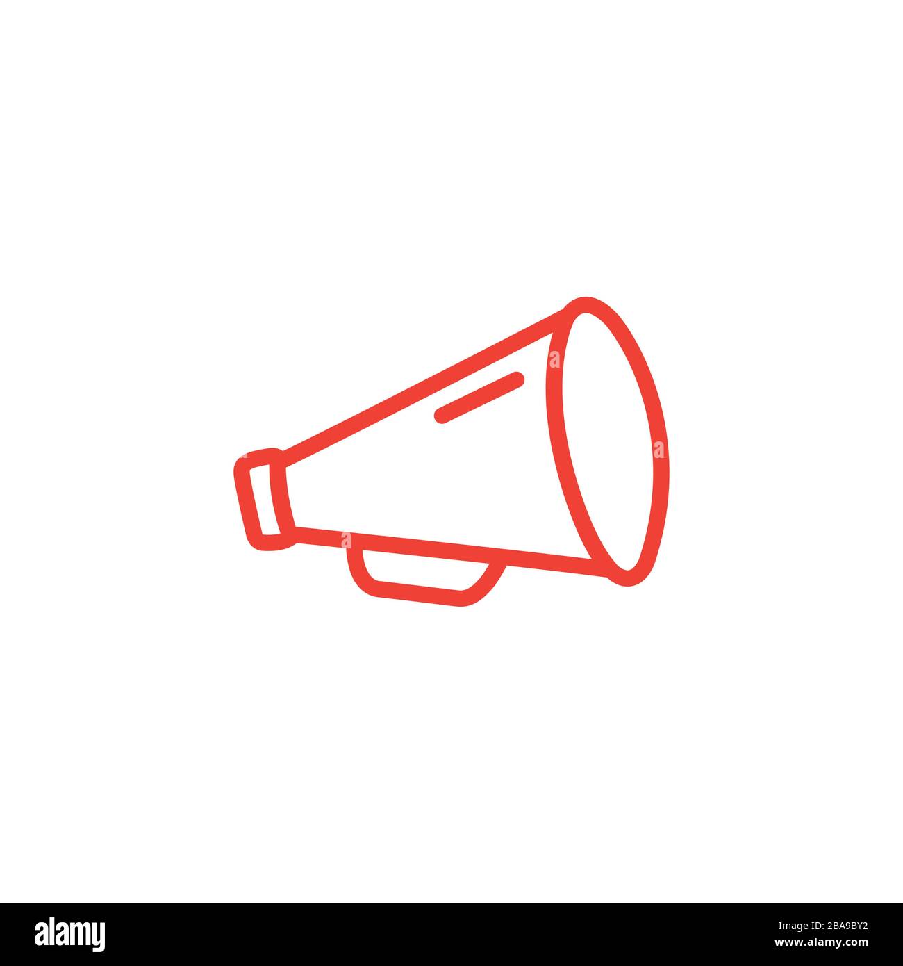 Megaphone Line Red Icon On White Background. Red Flat Style Vector ...
