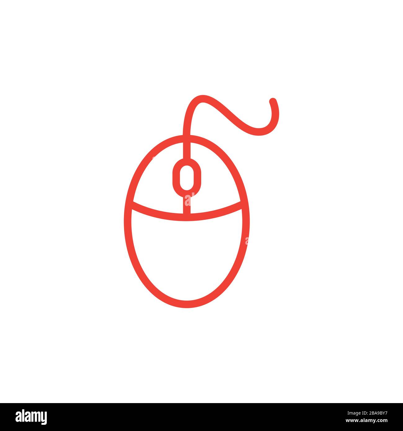 Mouse Line Red Icon On White Background. Red Flat Style Vector ...