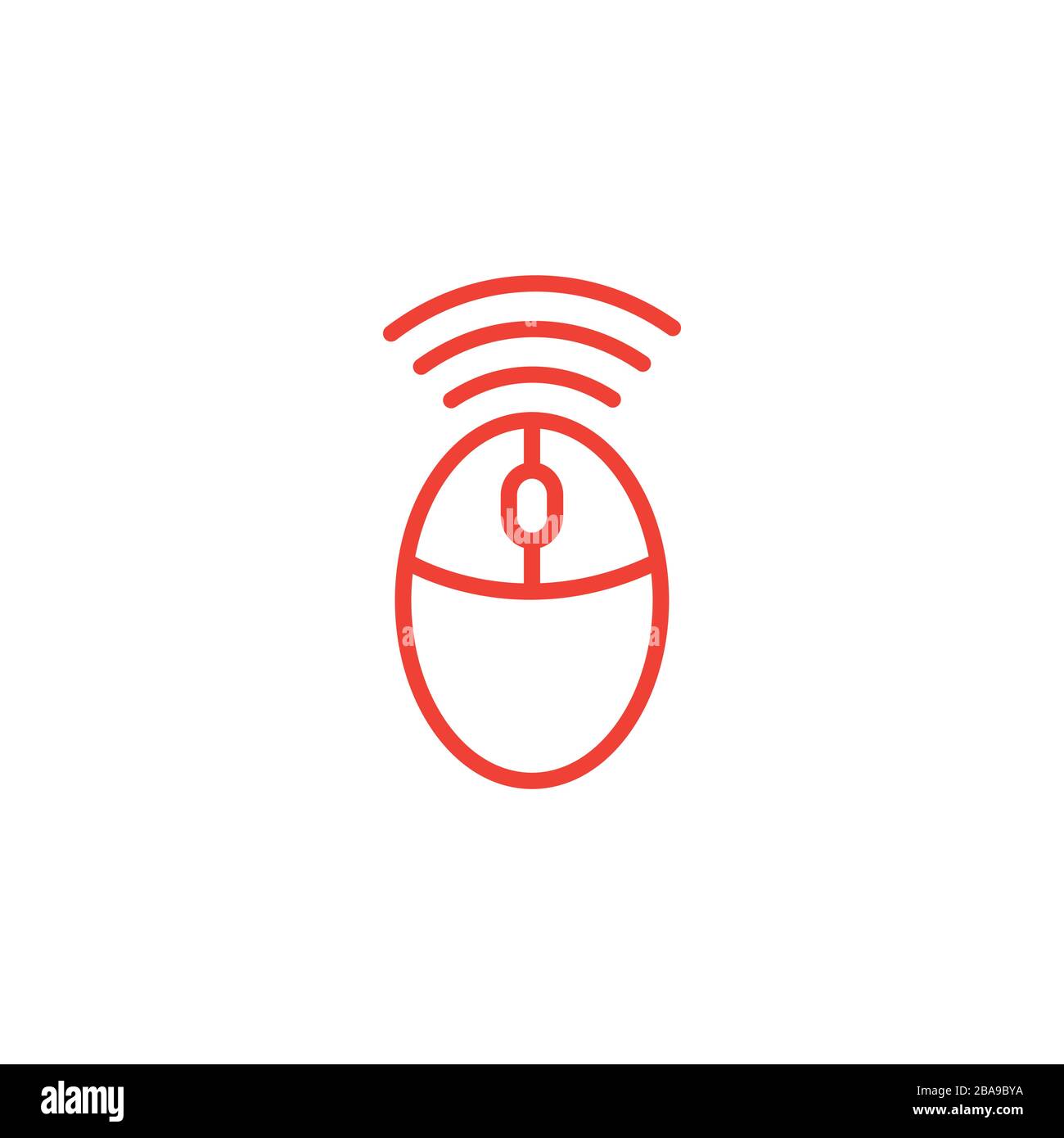 Wifi Mouse Line Red Icon On White Background. Red Flat Style Vector ...