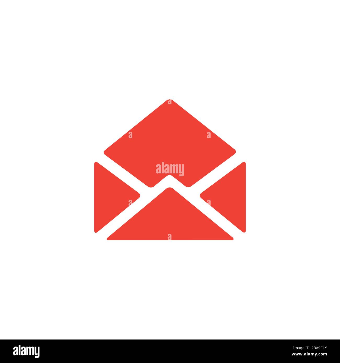 Open E-mail Red Icon On White Background. Red Flat Style Vector ...