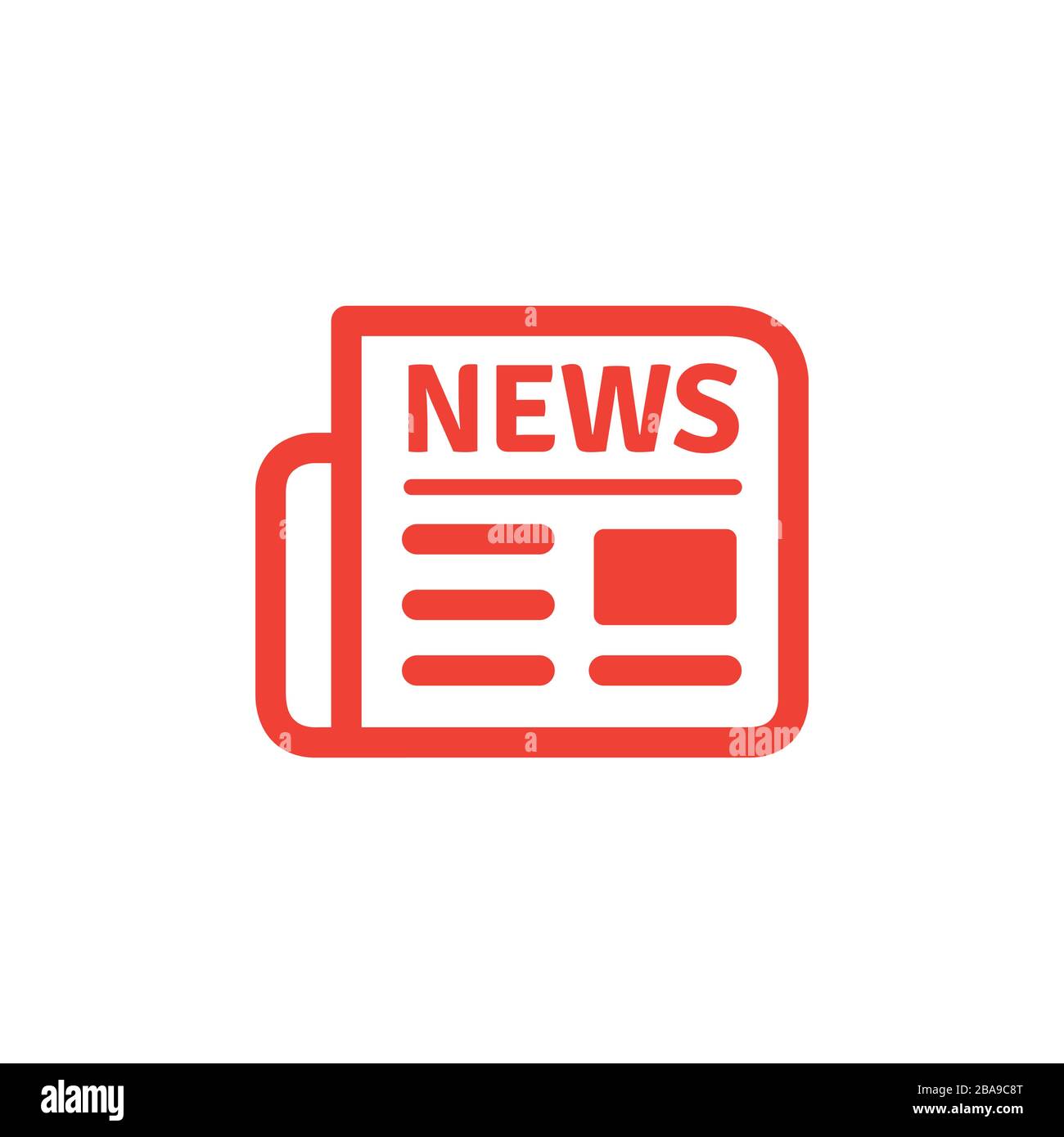 Newspaper Red Icon On White Background. Red Flat Style Vector ...