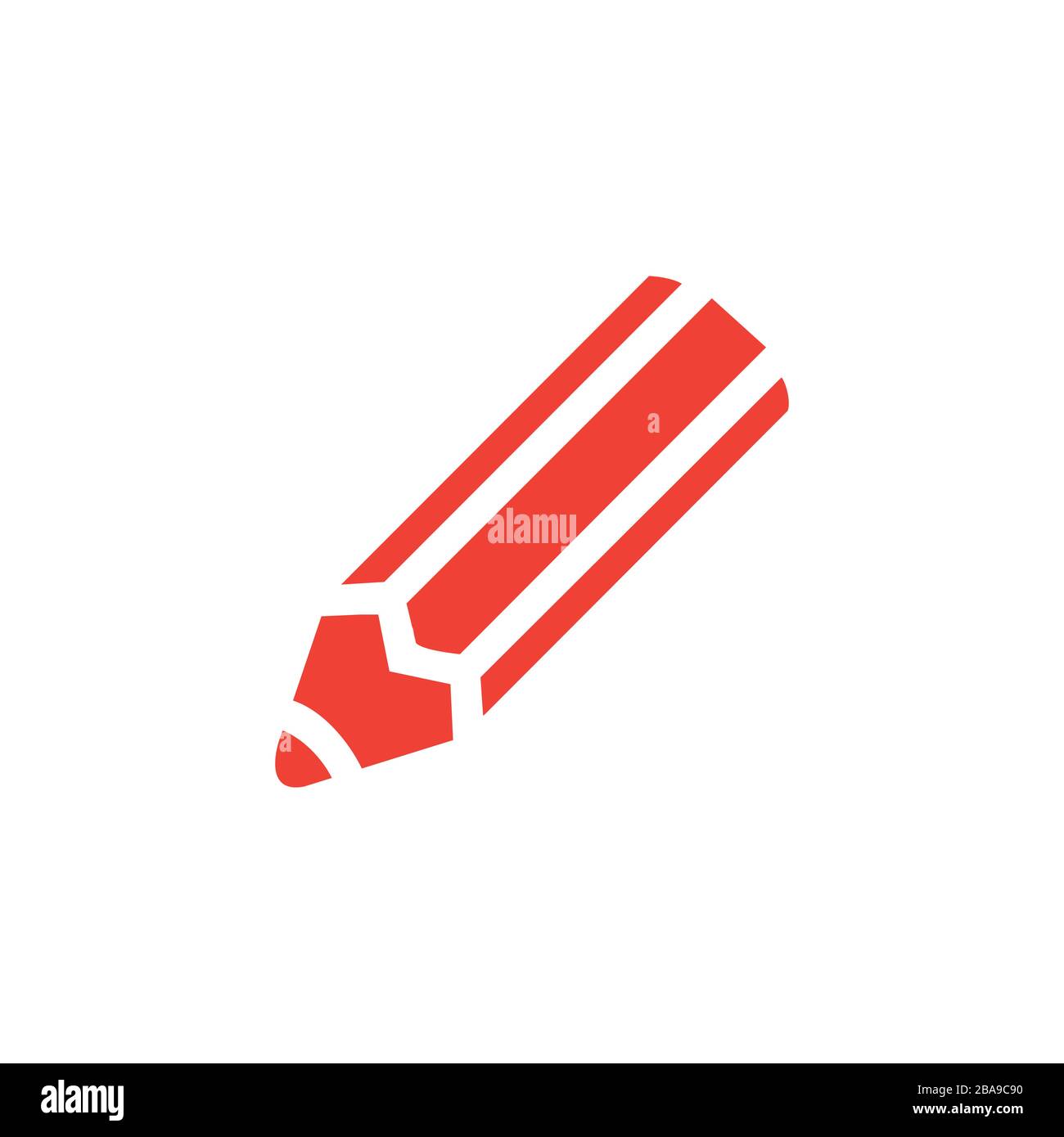 Pencil Red Icon On White Background. Red Flat Style Vector Illustration ...
