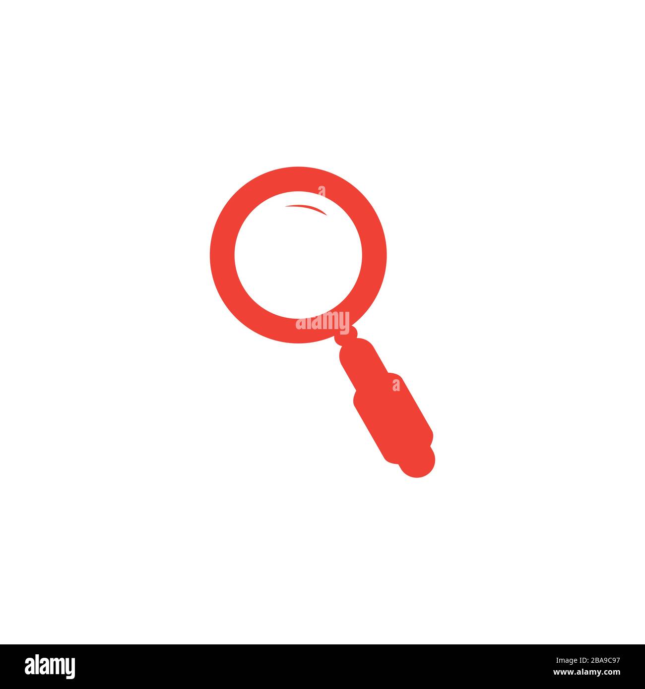 Magnifying Glass Red Icon On White Background. Red Flat Style Vector ...