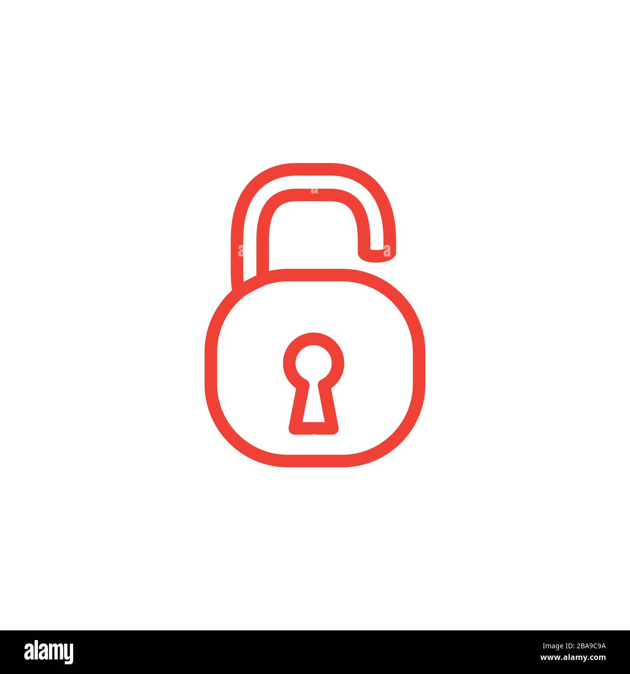 Open Lock Line Red Icon On White Background. Red Flat Style Vector ...