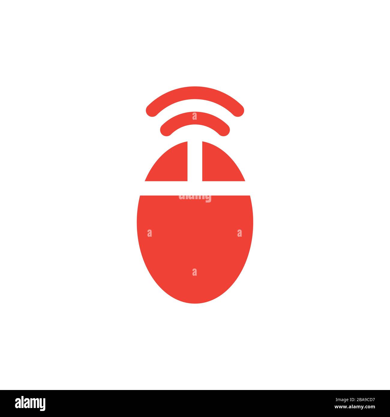 Wifi Mouse Red Icon On White Background. Red Flat Style Vector ...
