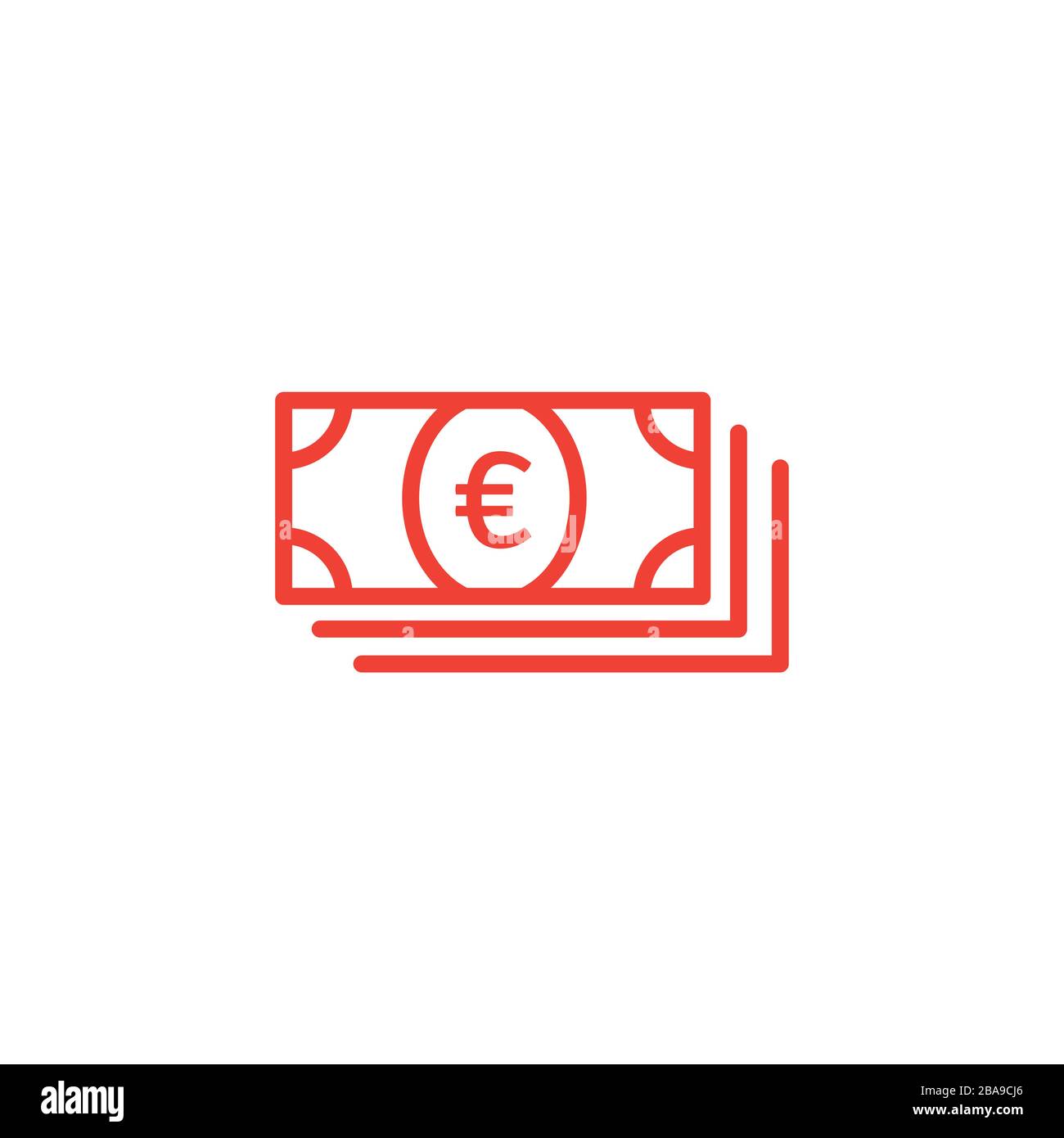 Money Line Red Icon On White Background. Red Flat Style Vector ...