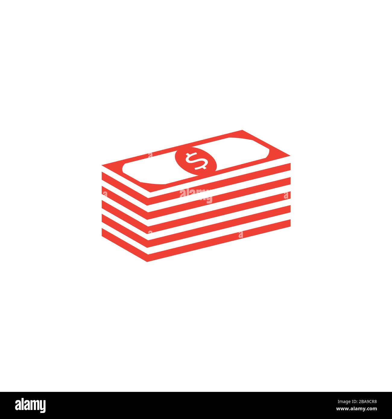 Money Red Icon On White Background. Red Flat Style Vector Illustration ...