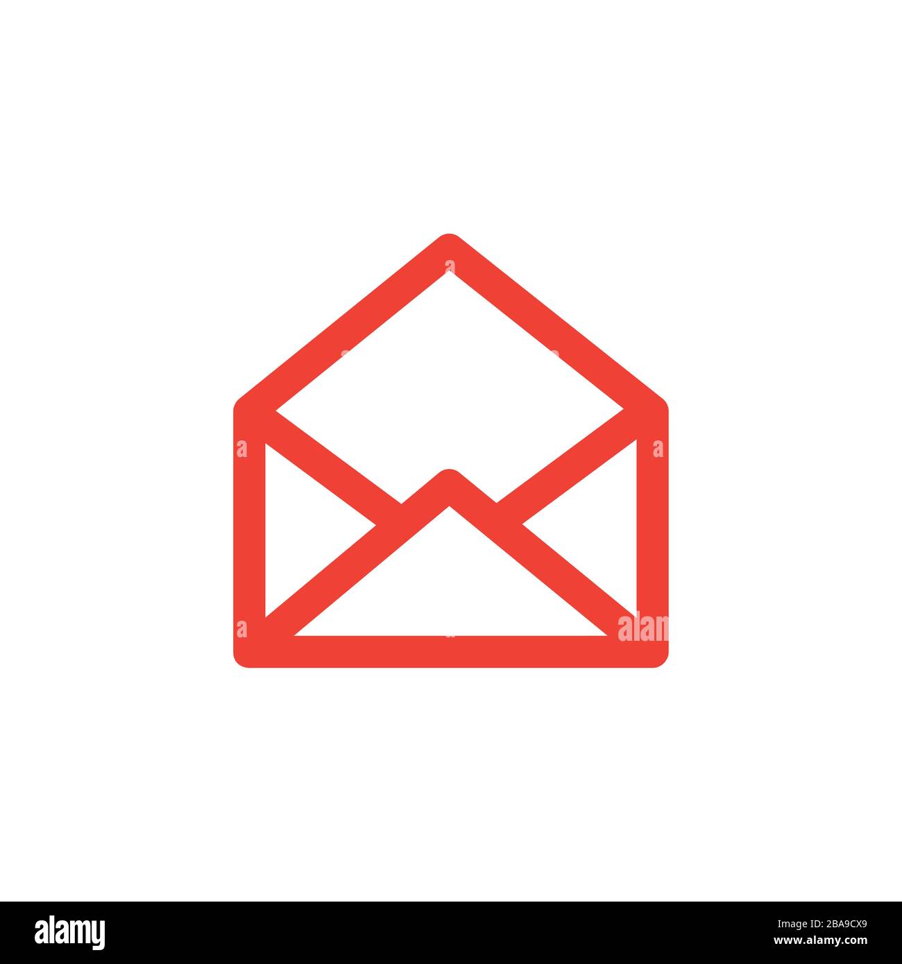 Open E-mail Line Red Icon On White Background. Red Flat Style Vector ...